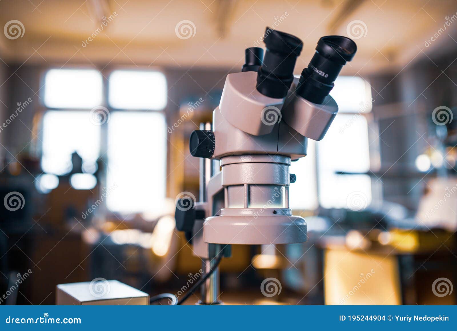 Modern Microscope in Workshop Laboratory Stock Photo - Image of ...