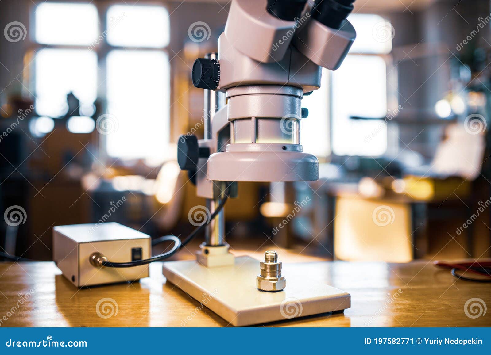 Modern Microscope in Workshop Laboratory Stock Image - Image of ...