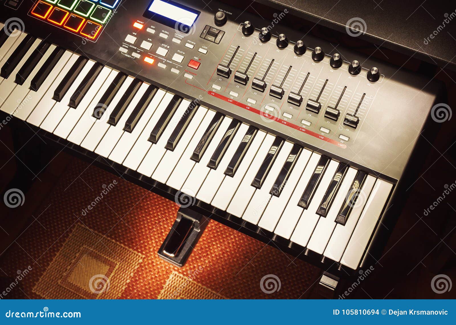 Modern Midi Controller stock photo. Image of hobby, dark - 105810694