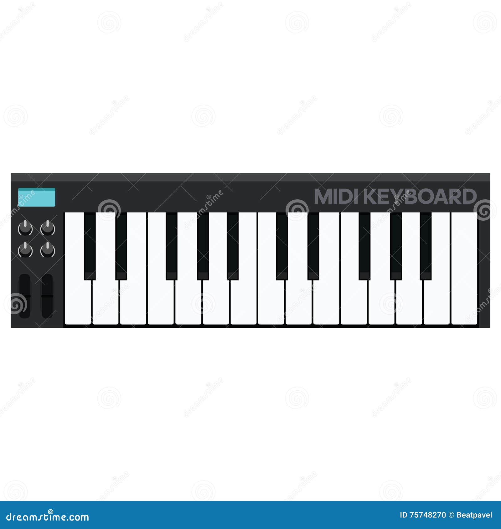 Modern MIDI Keyboard stock illustration. Illustration of electronic ...