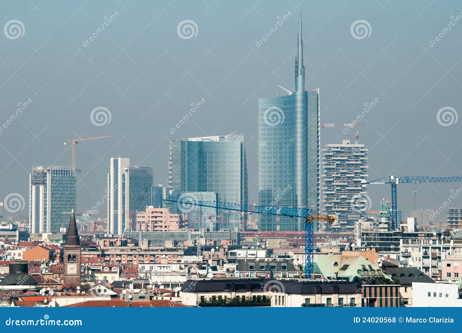 Modern Milan skyline editorial stock photo. Image of skyline - 24020568
