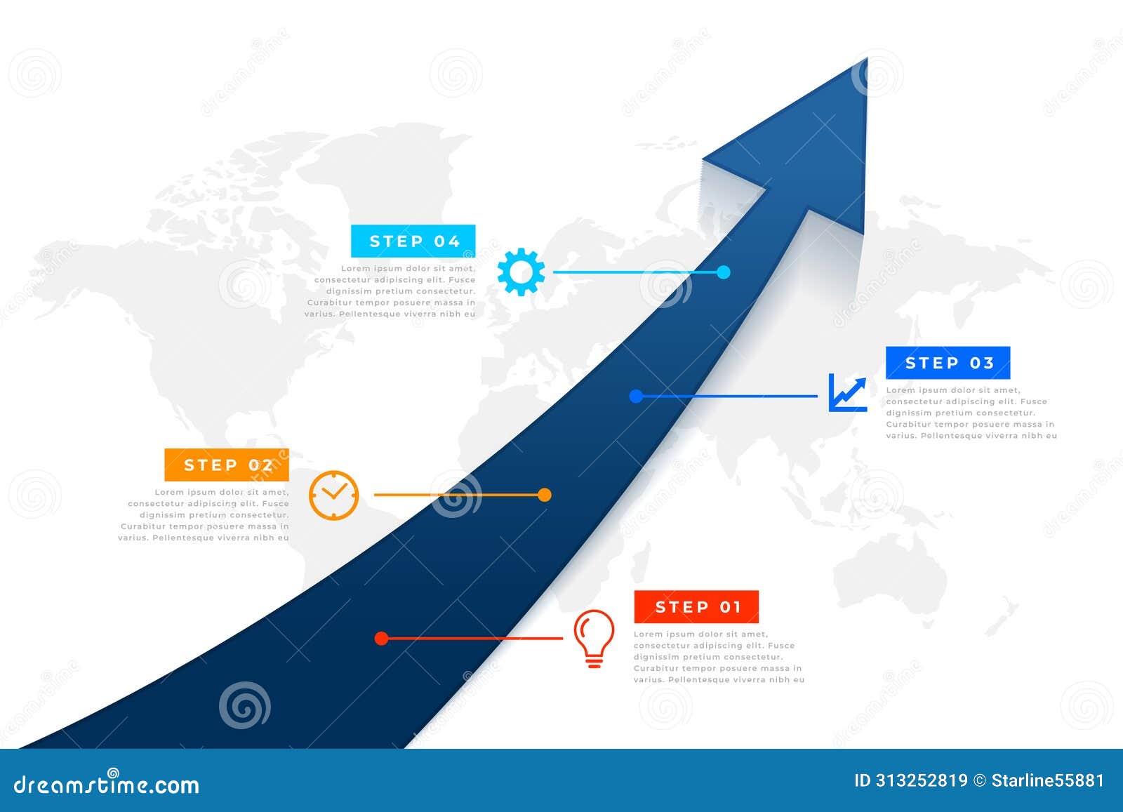 Modern Milestone Infographic Layout with Growth Arrow Design Stock ...