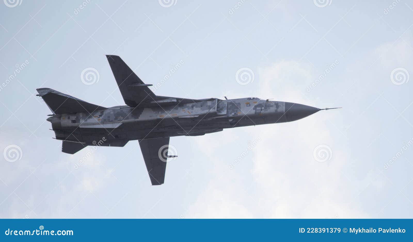 Military Fighter Plane with Variable Sweep Wing on Sky Background ...