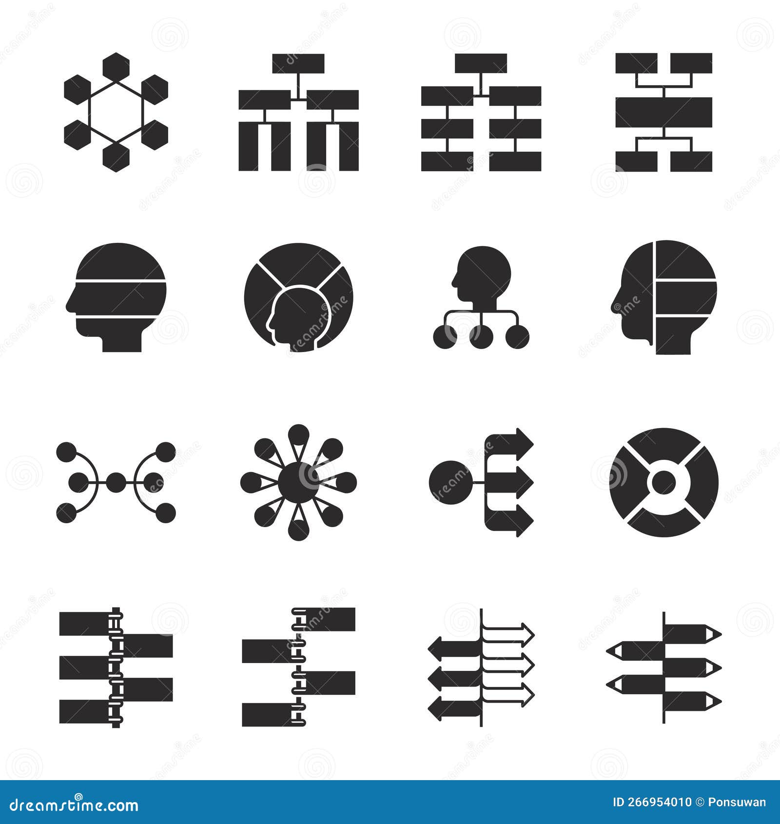 Modern Mind Map Infographic Template. Flat Lineicons Collection Stock ...
