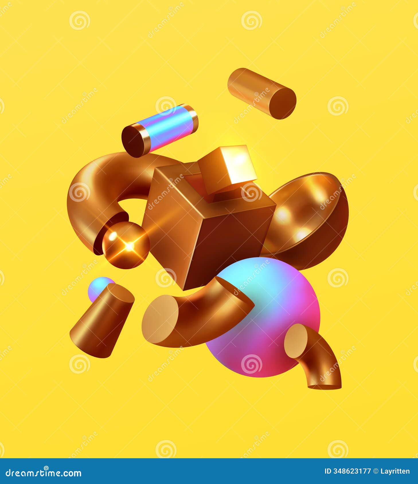 Modern Minimal Design with Realistic 3d Render Objects. Abstract ...