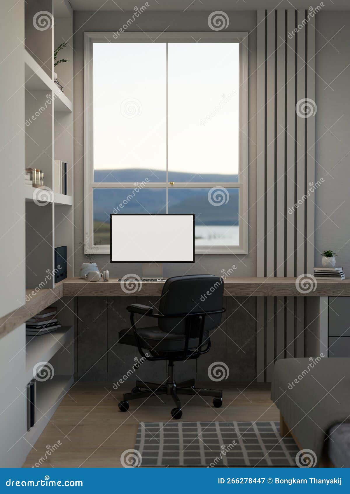 Modern Minimal Home Working Space in Bedroom Interior Design with ...