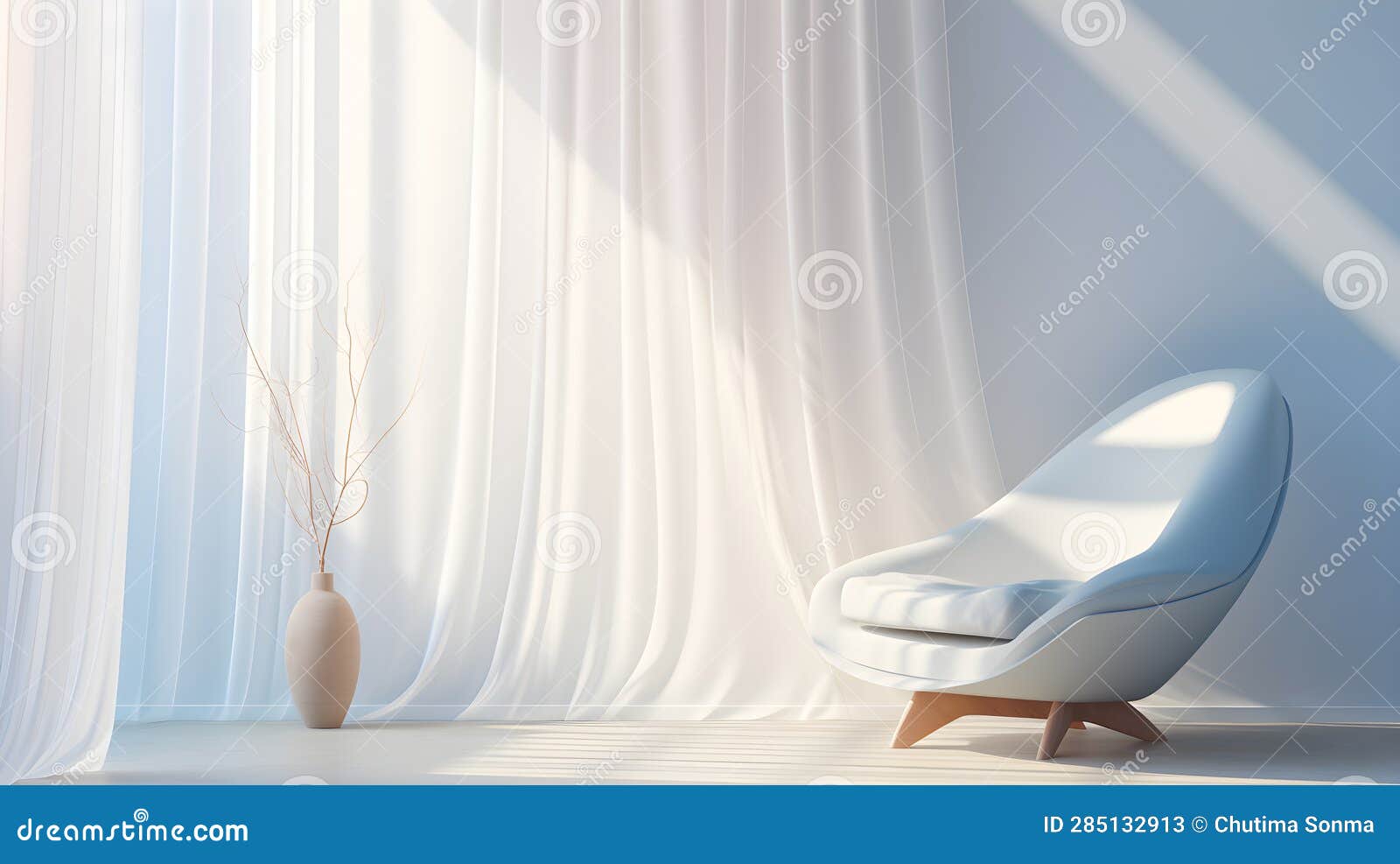 Modern Minimal Interior Design, Cozy Room with Soft Window Light and ...