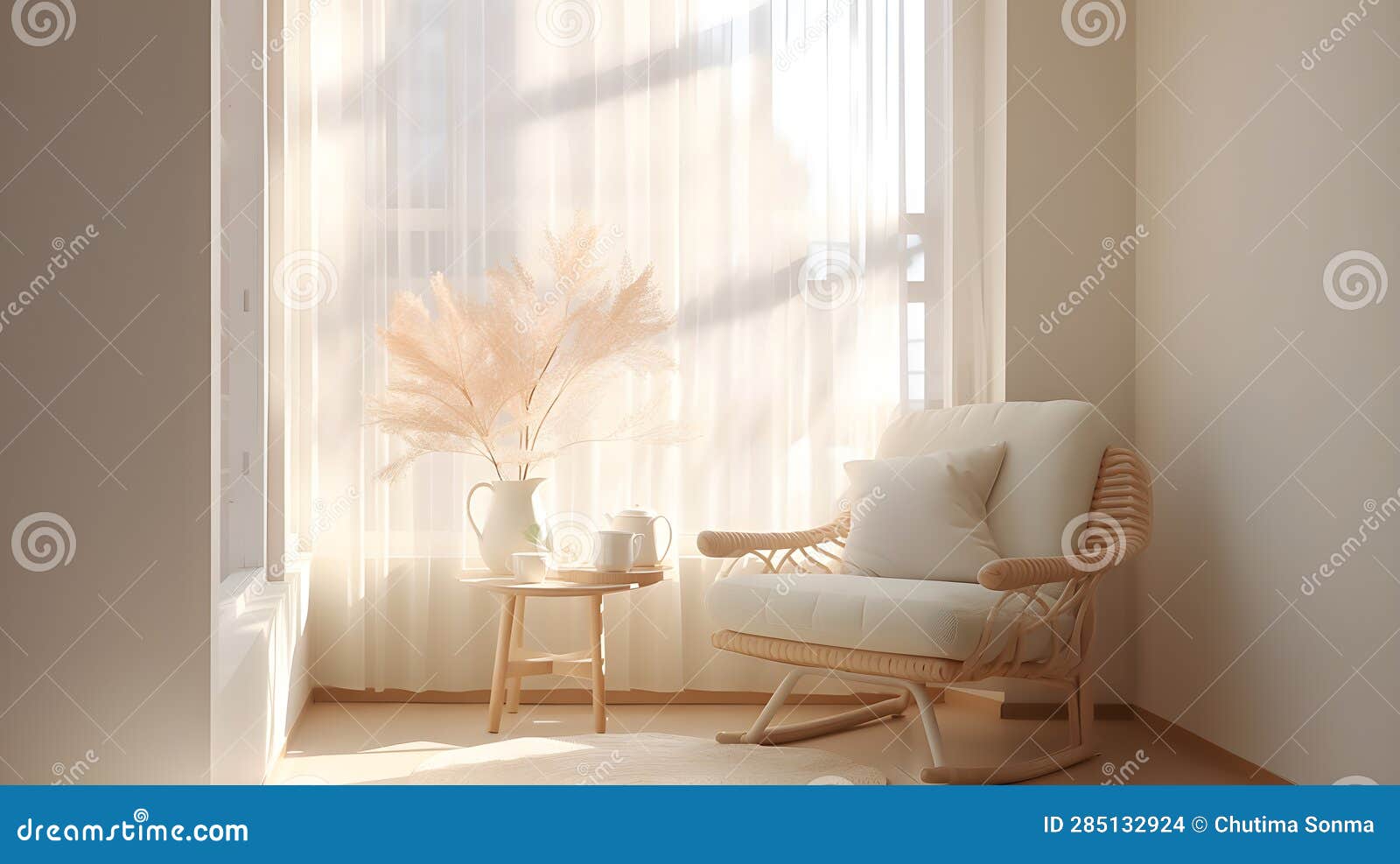 Modern Minimal Interior Design, Cozy Room with Soft Window Light and ...