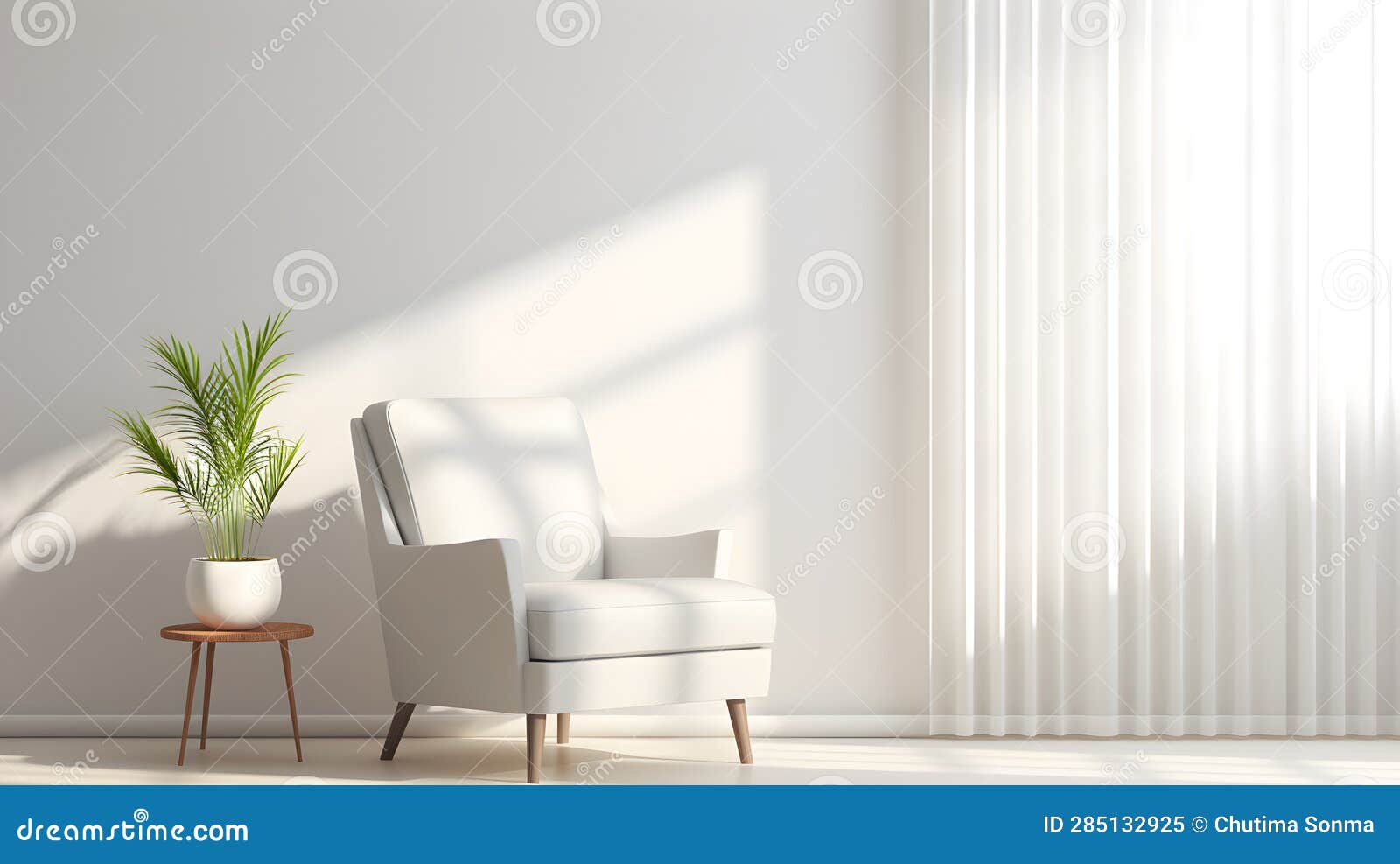 Modern Minimal Interior Design, Cozy Room with Soft Window Light and ...