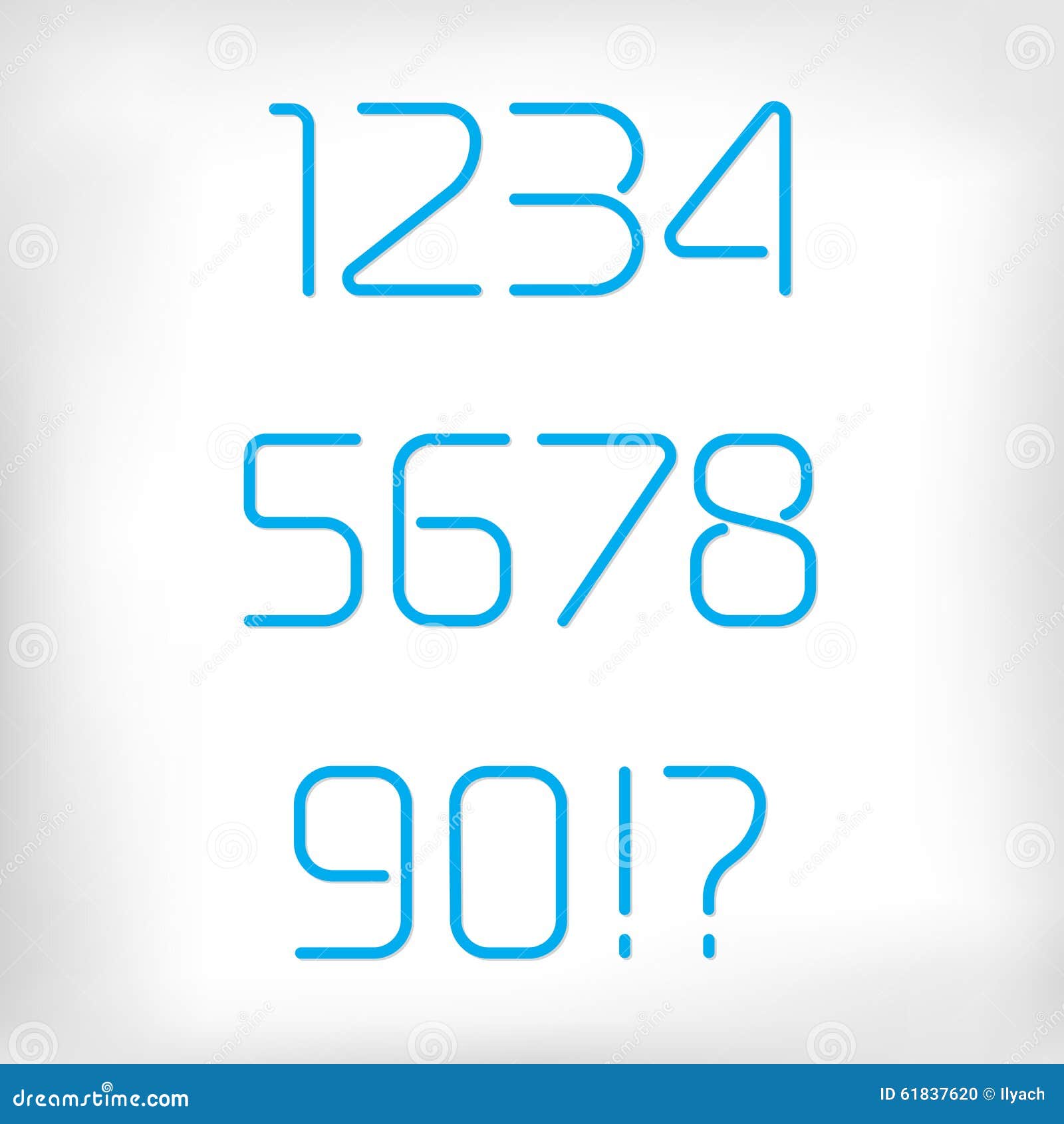 Modern Minimal Rounded Font Alphabet Numbers Set. Stock Illustration ...