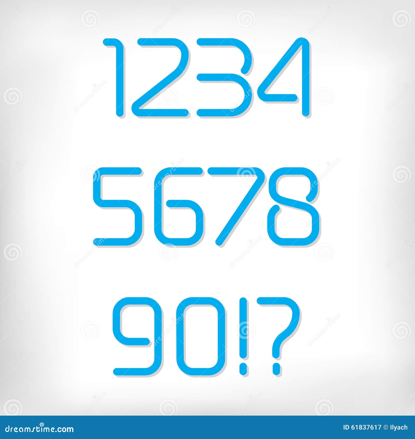 Modern Minimal Rounded Font Alphabet Numbers Set. Stock Illustration ...