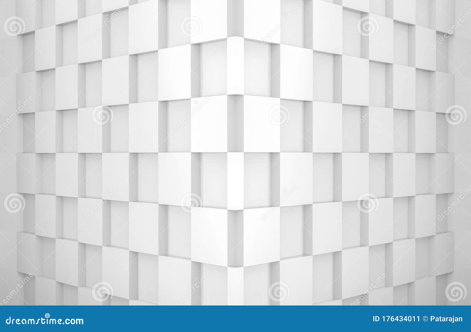 3d Rendering. Modern Minimal Style White Square Grid Tile Floor Corner ...