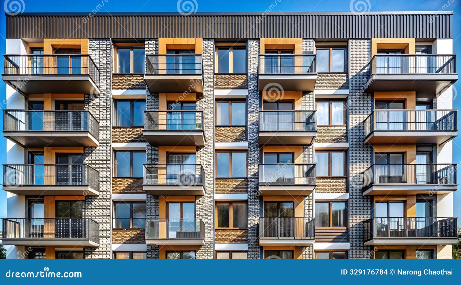 Modern Minimalist Apartment Building Facade with Geometric Patterns AI ...
