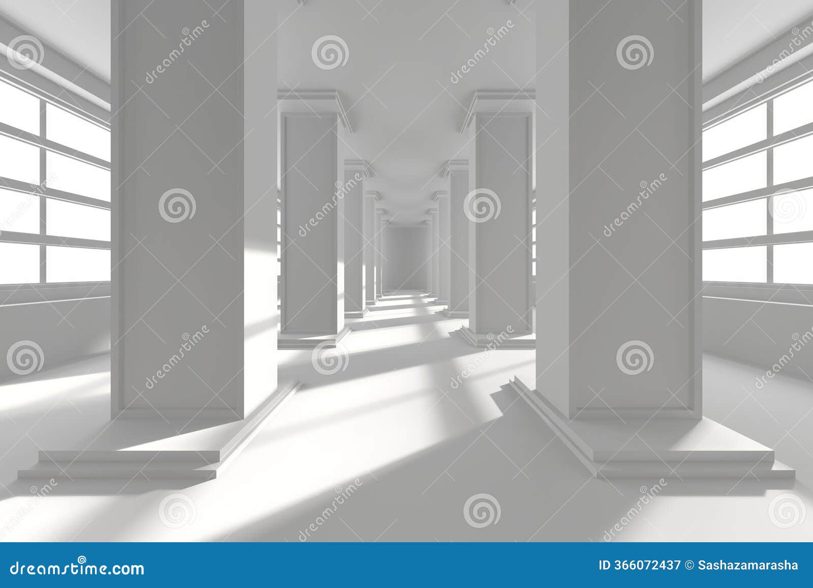 Minimalist Architecture In Liminal Space With Stairs. Escapism Concept ...