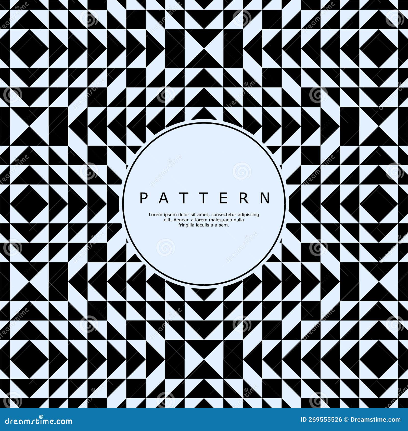 Modern Minimalist Black Square Triangle Abstract Seamless Pattern