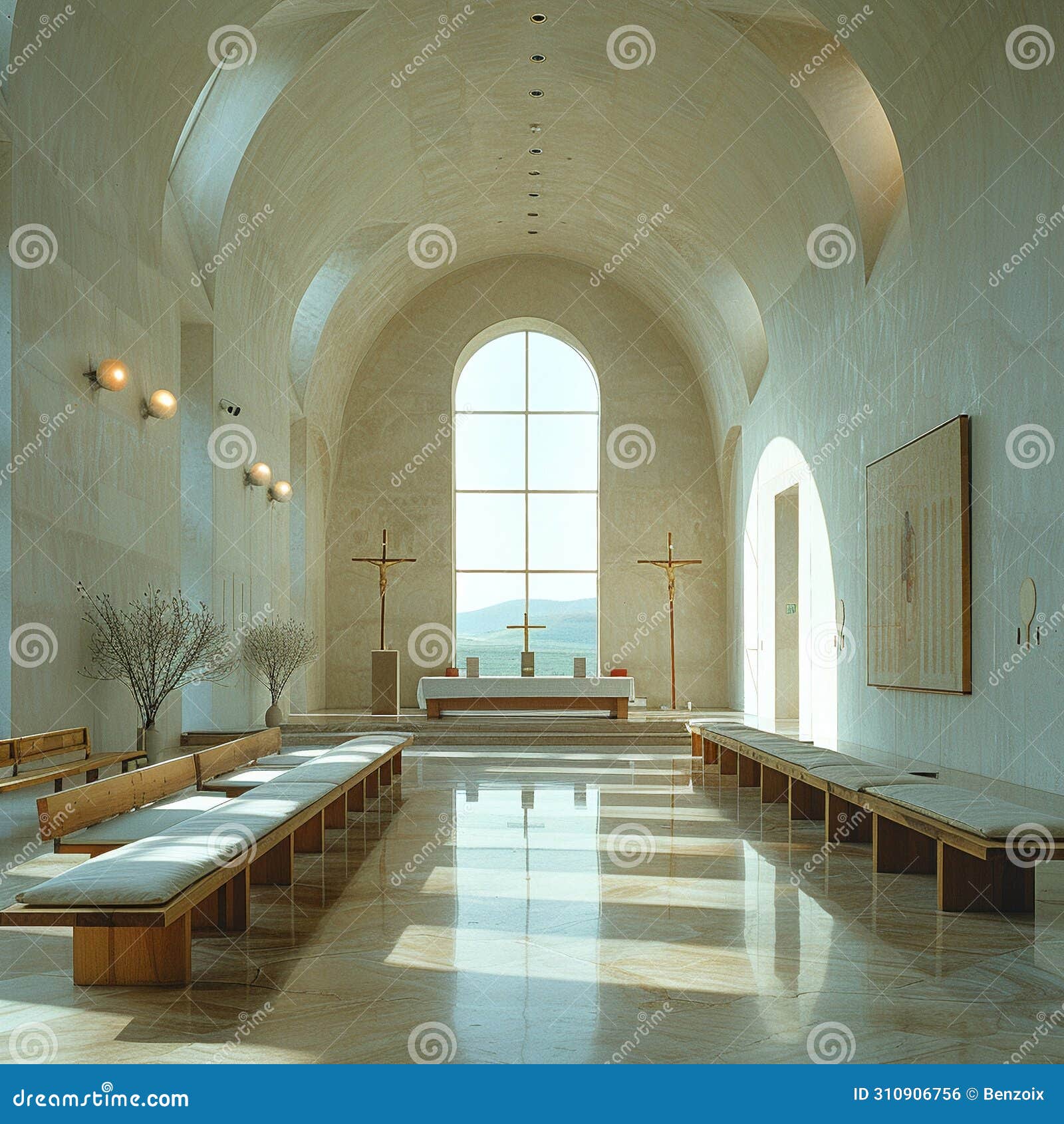 Modern Minimalist Chapel with Simple Architectural Lines and Natural ...