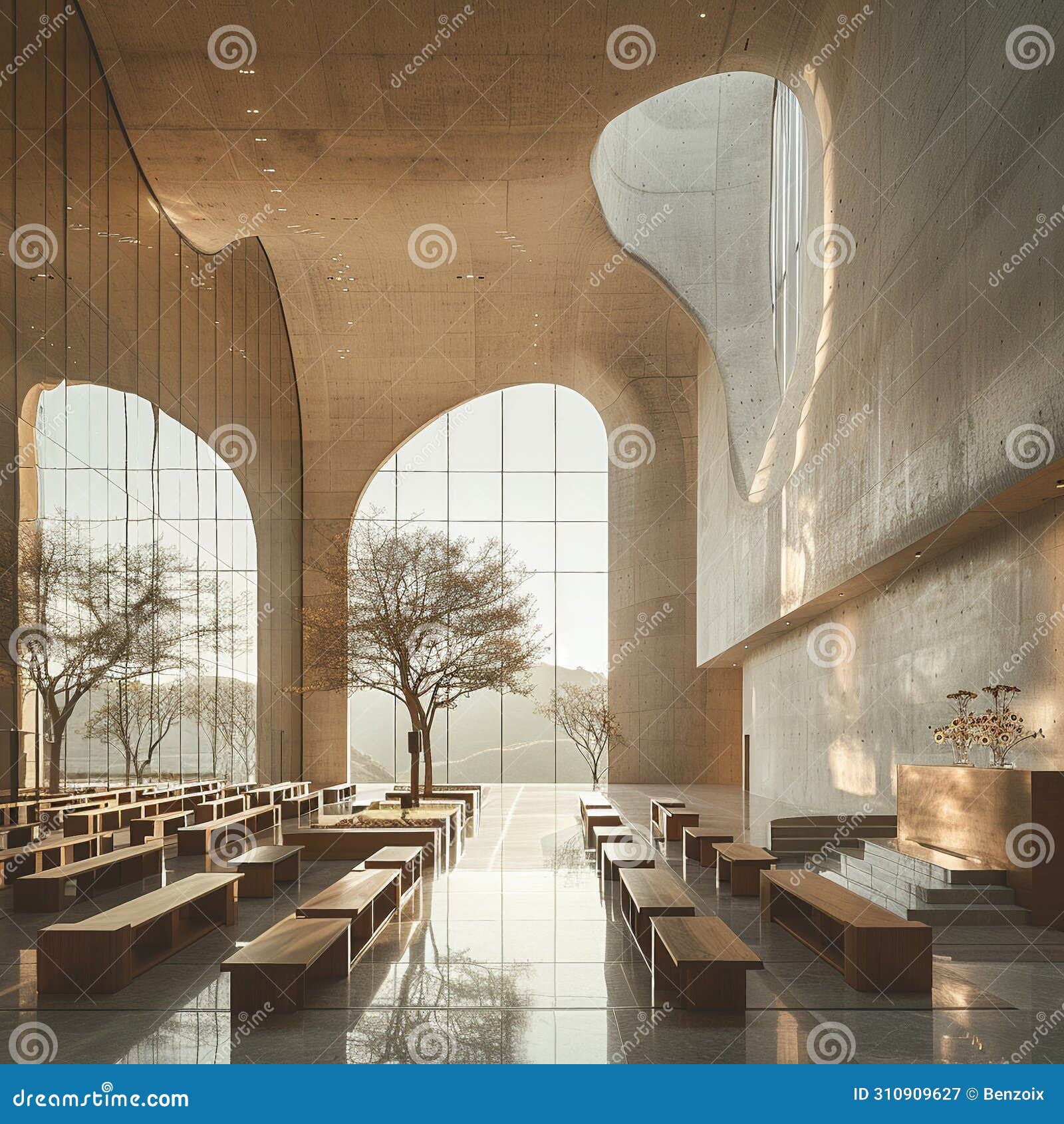 Modern Minimalist Chapel with Simple Architectural Lines and Natural ...