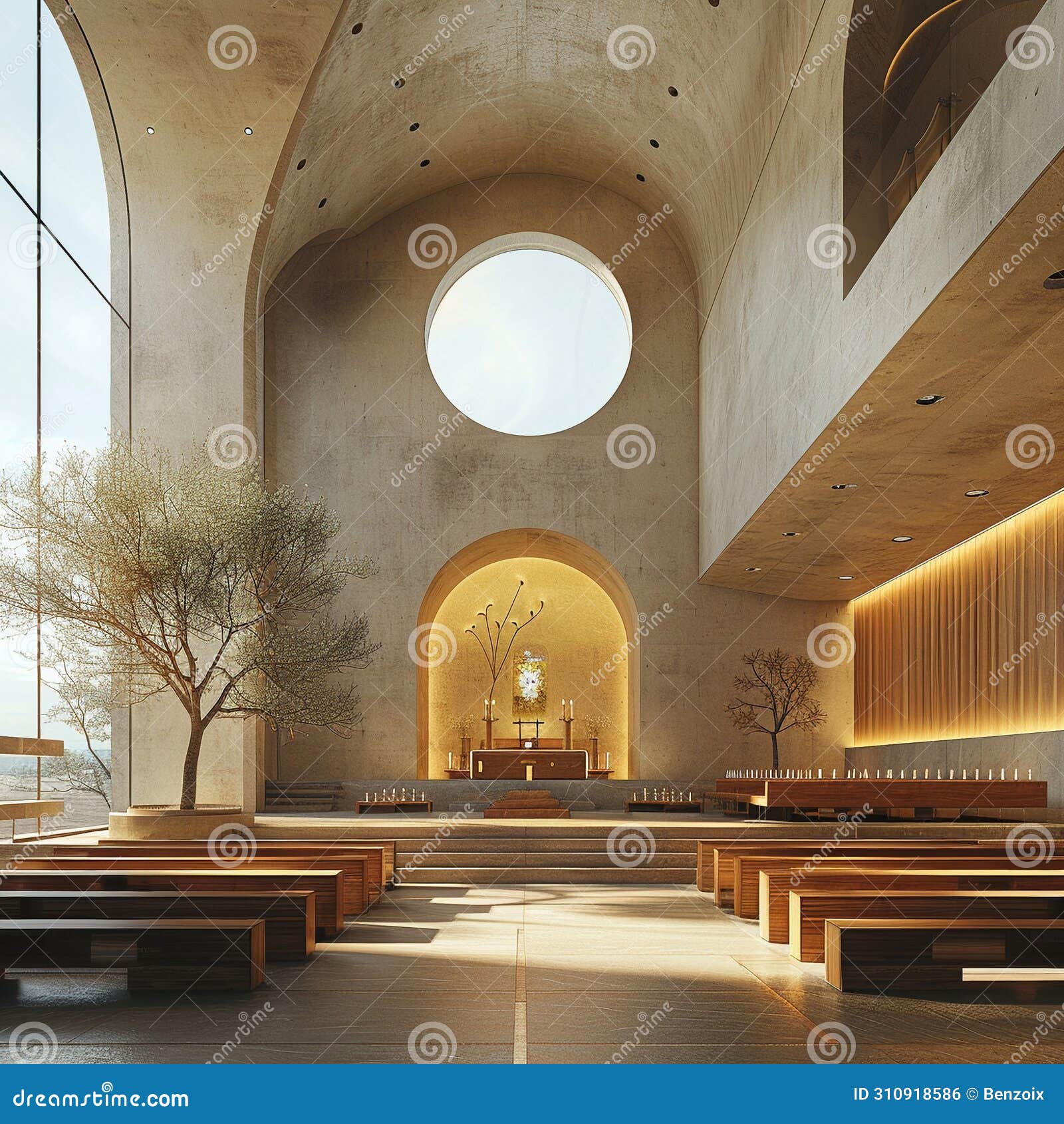 Modern Minimalist Chapel with Simple Architectural Lines and Natural ...