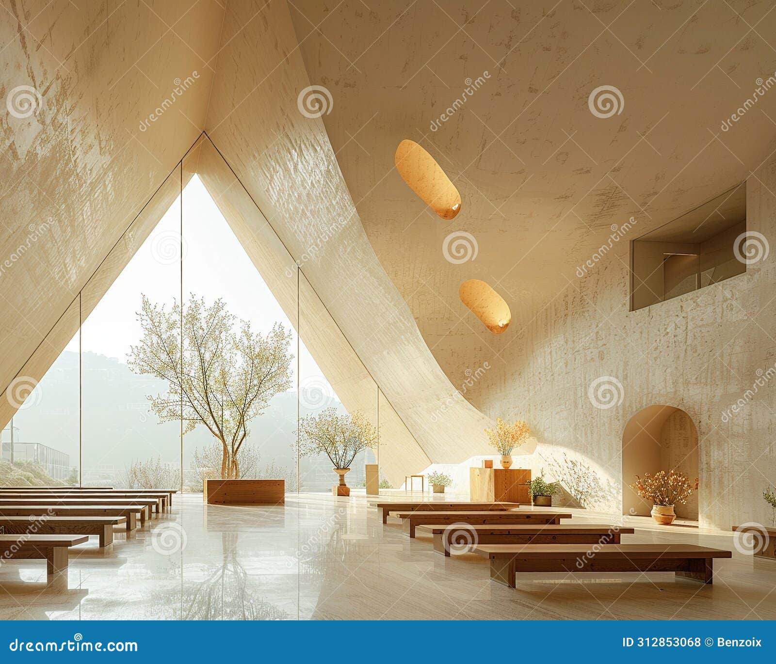 Modern Minimalist Chapel with Simple Architectural Lines and Natural ...