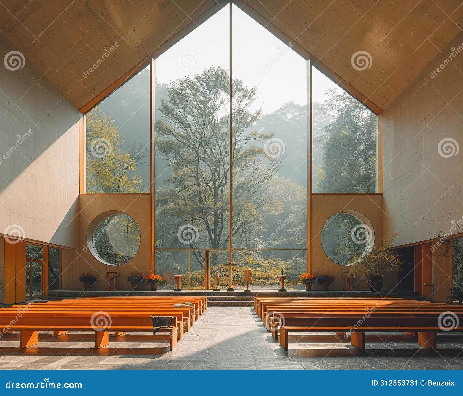 Modern Minimalist Chapel with Simple Architectural Lines and Natural ...