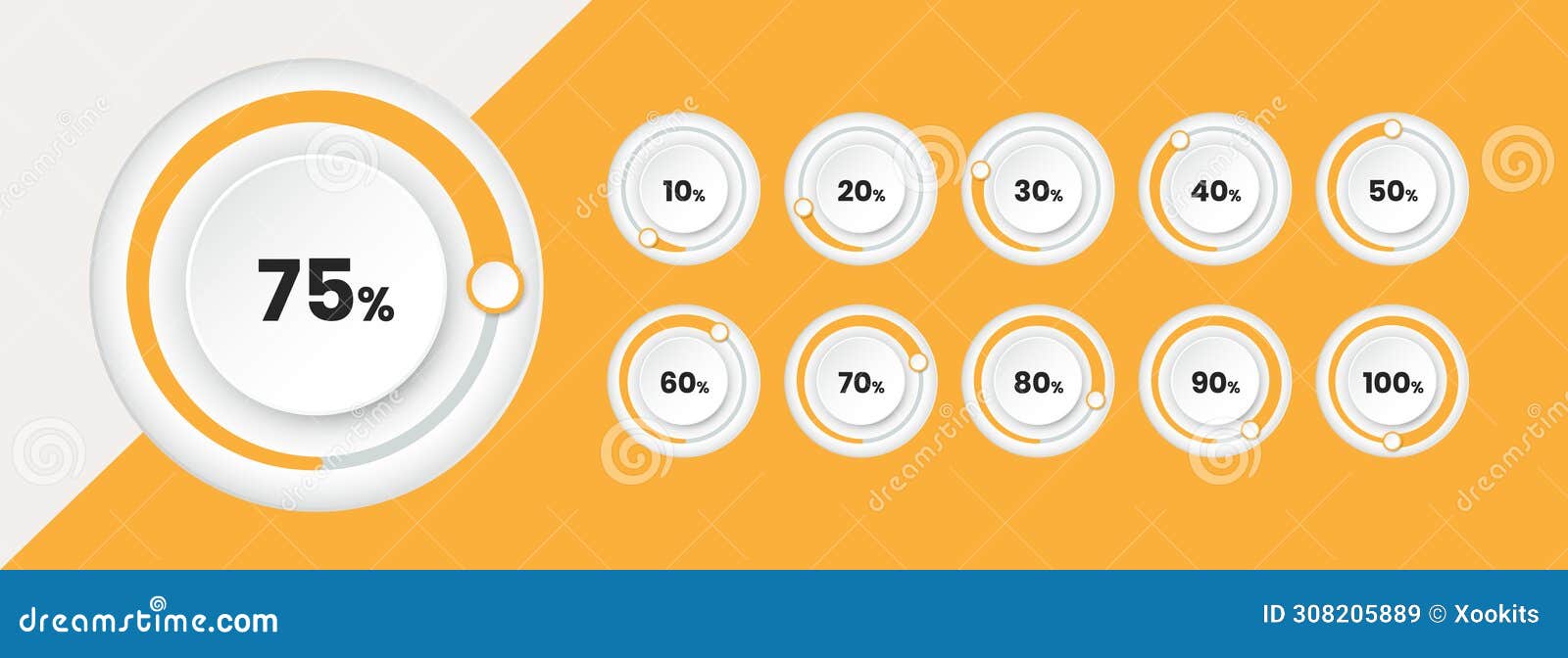 Modern Minimalist Circular Progress Graph with Percent for Ui Element ...