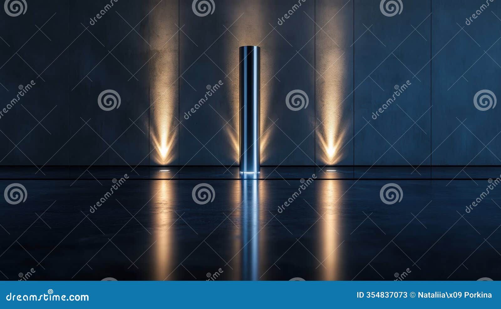 Modern Minimalist Column with Dramatic Lighting in a Dark Interior ...