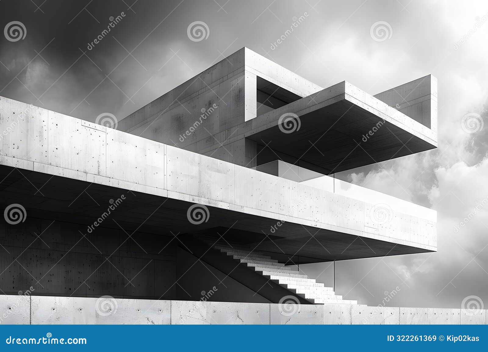 Modern Minimalist Concrete Architecture with Overhanging Structure and ...