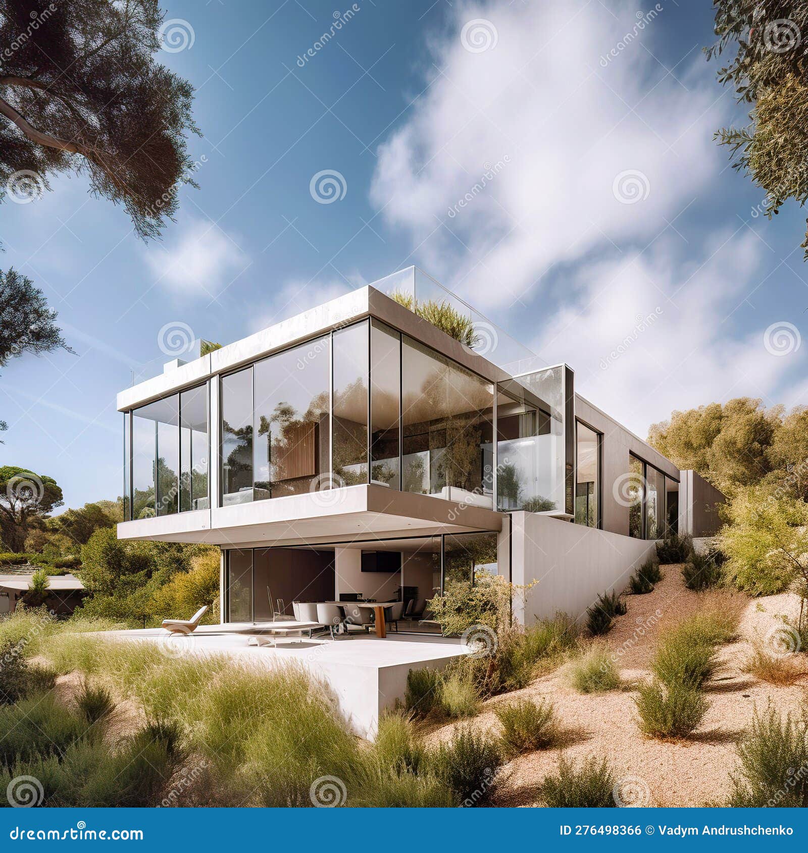 Modern Minimalist Concrete and Glass Stack-cube House. Villa with ...