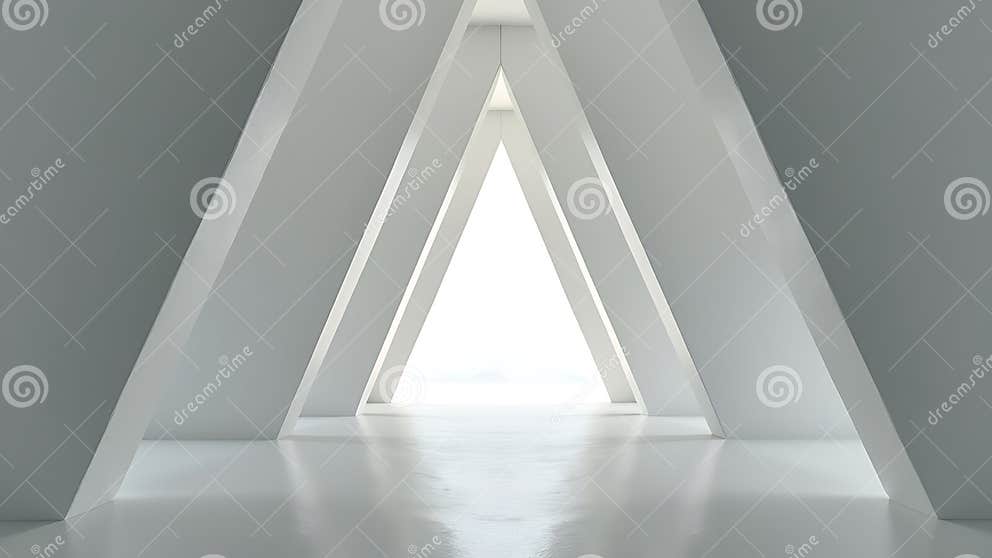 Modern, Minimalist Corridor with Triangular White Walls Leading To a ...