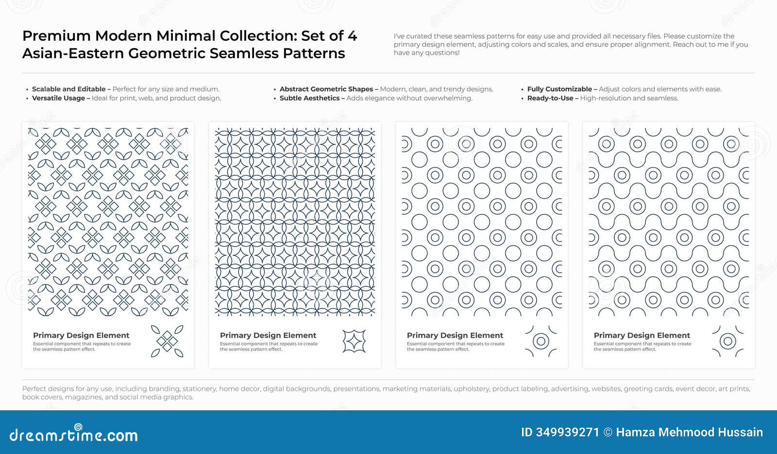 Modern, Minimalist and Geometric Seamless Pattern Set. Arabic, Persian ...