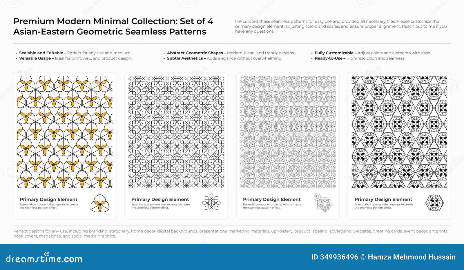 Modern, Minimalist and Geometric Seamless Pattern Set. Arabic, Persian ...
