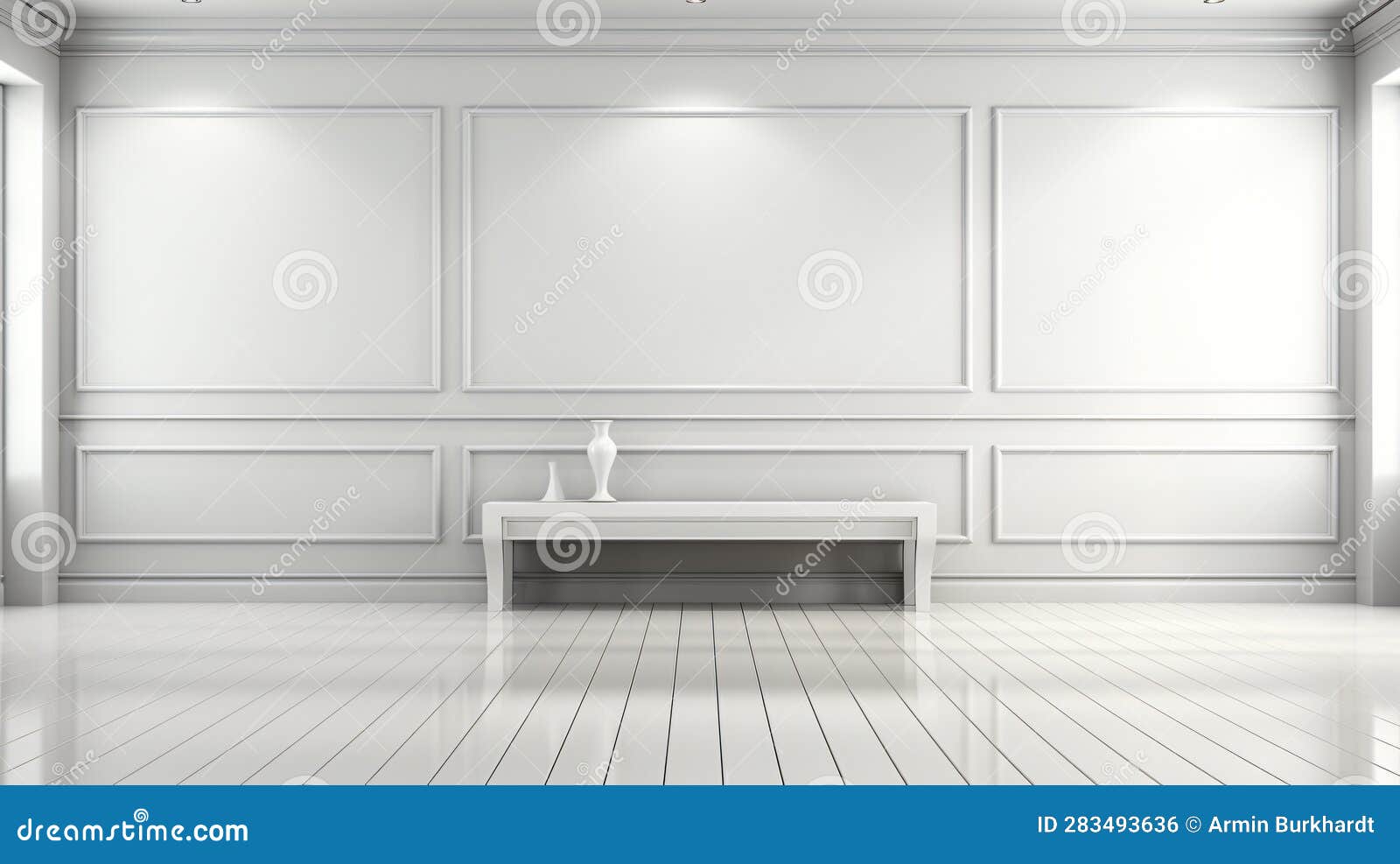 Modern Minimalist Interior with a Big Empty White Wall Stock ...