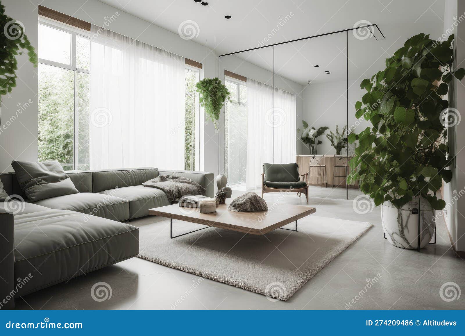A Modern and Minimalist Interior, with Greenery and Minimalistic ...