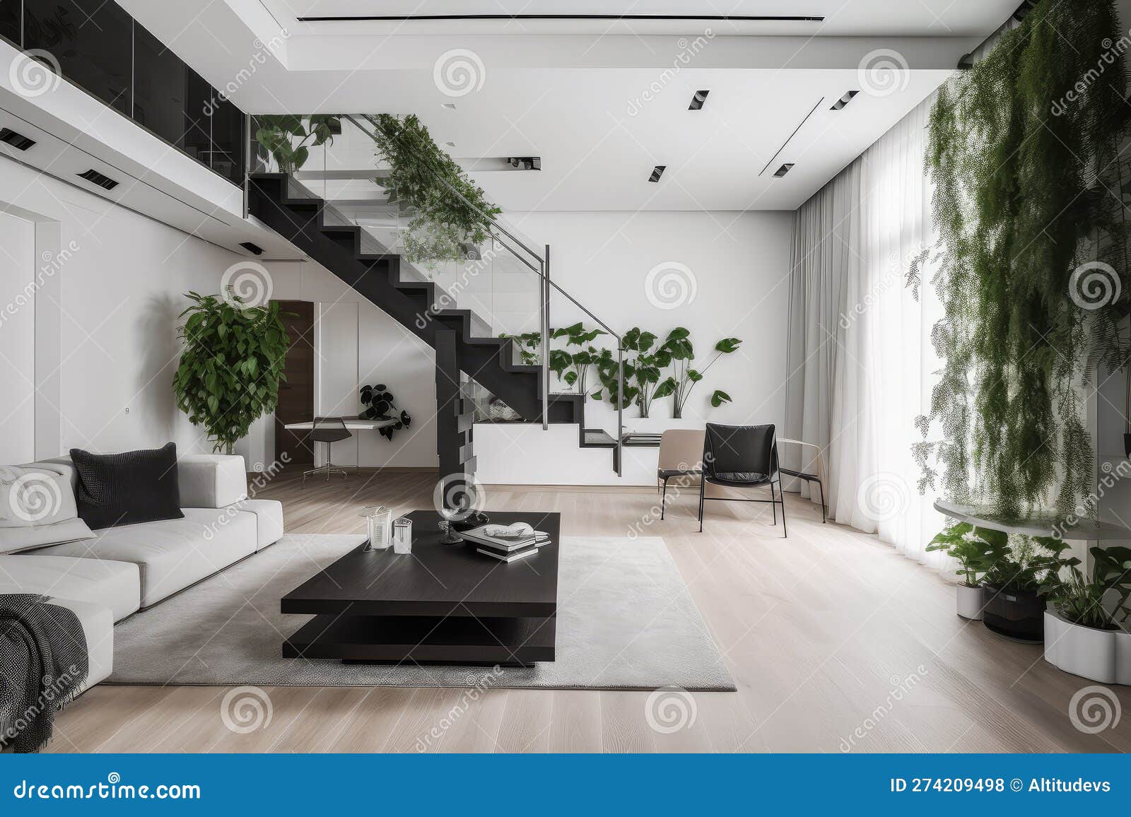 A Modern and Minimalist Interior, with Greenery and Minimalistic ...