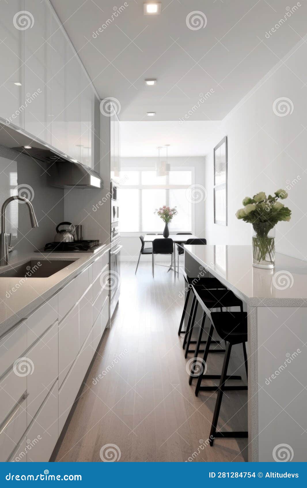 Modern Minimalist Kitchen with Clean Countertops Stock Illustration ...