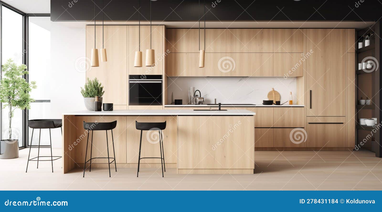 A Modern, Minimalist Kitchen Interior, Showcasing Clean Lines and ...