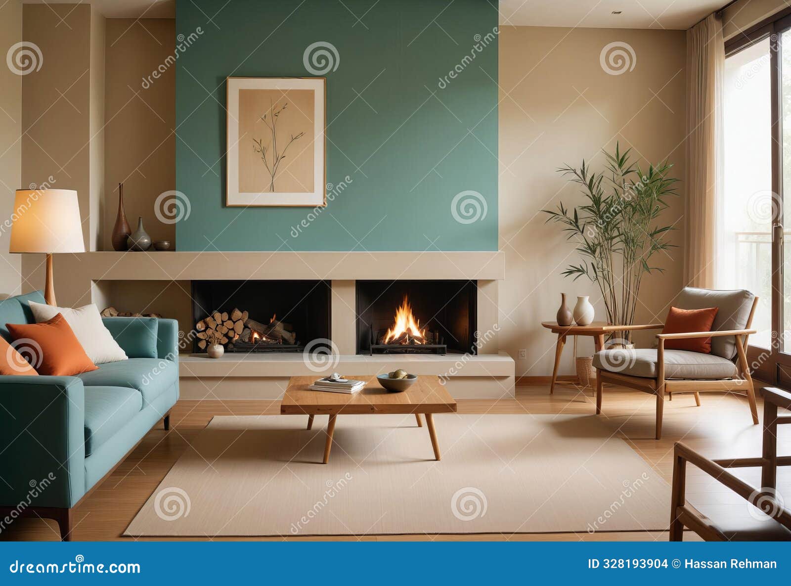 A Modern, Minimalist Living Room with Clean Lines Stock Illustration ...