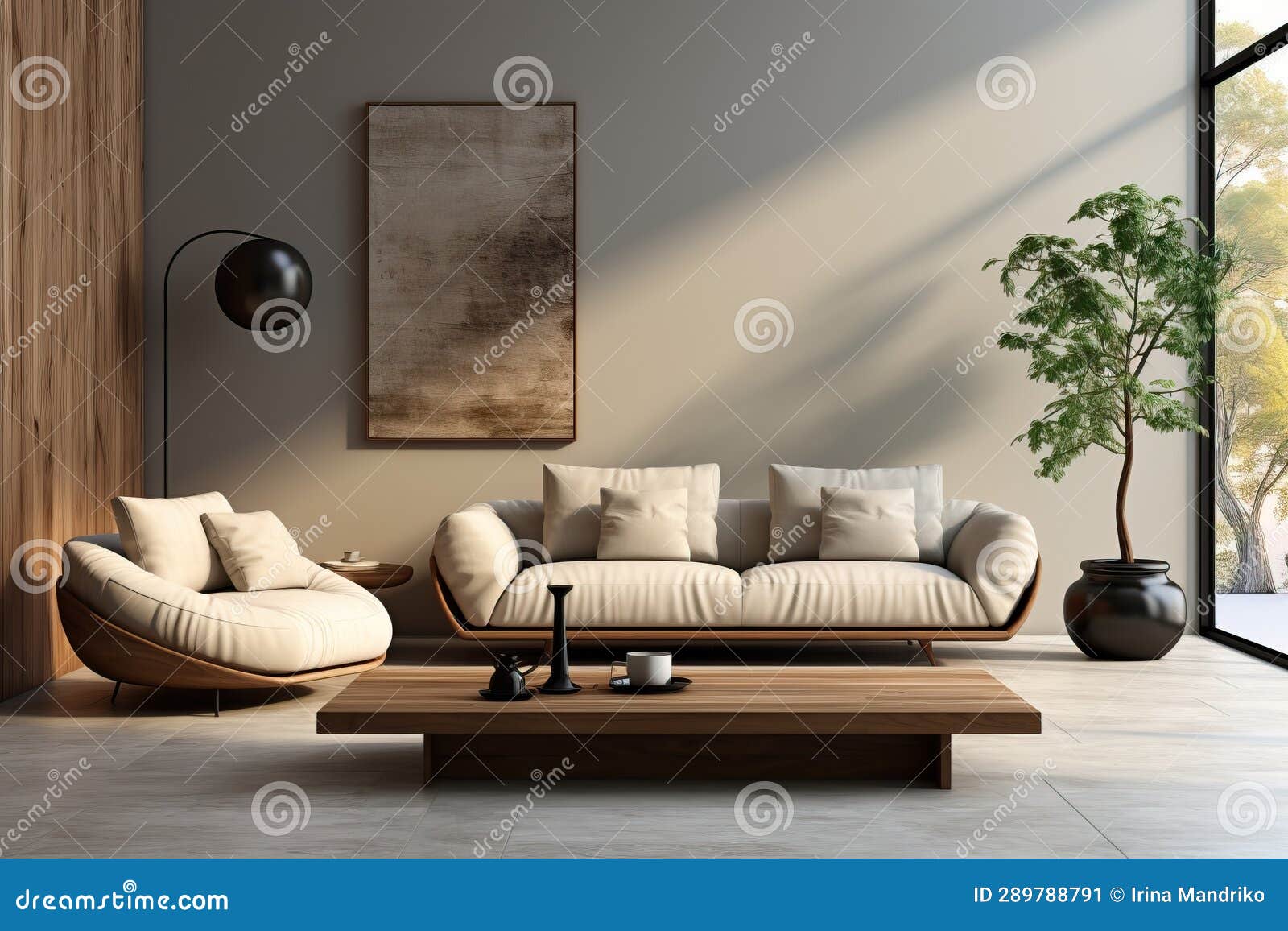 Modern Minimalist Living Room Design. Visualization of the Interior in ...