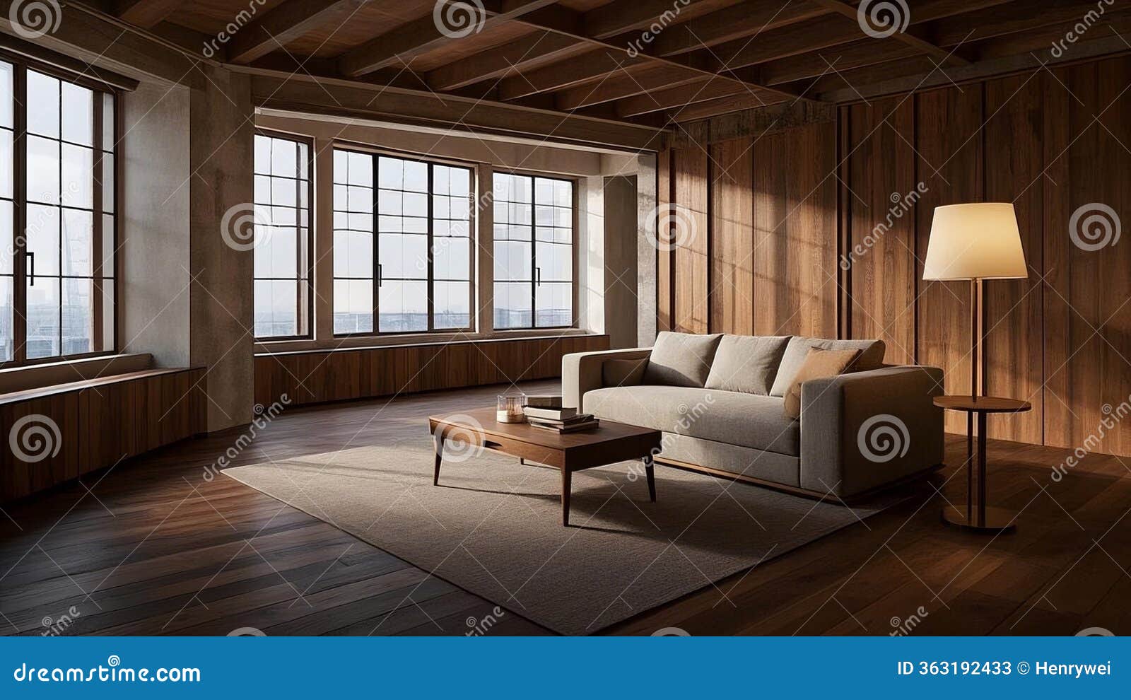 Modern Minimalist Living Room Interior in Loft Design Style with Sofas ...