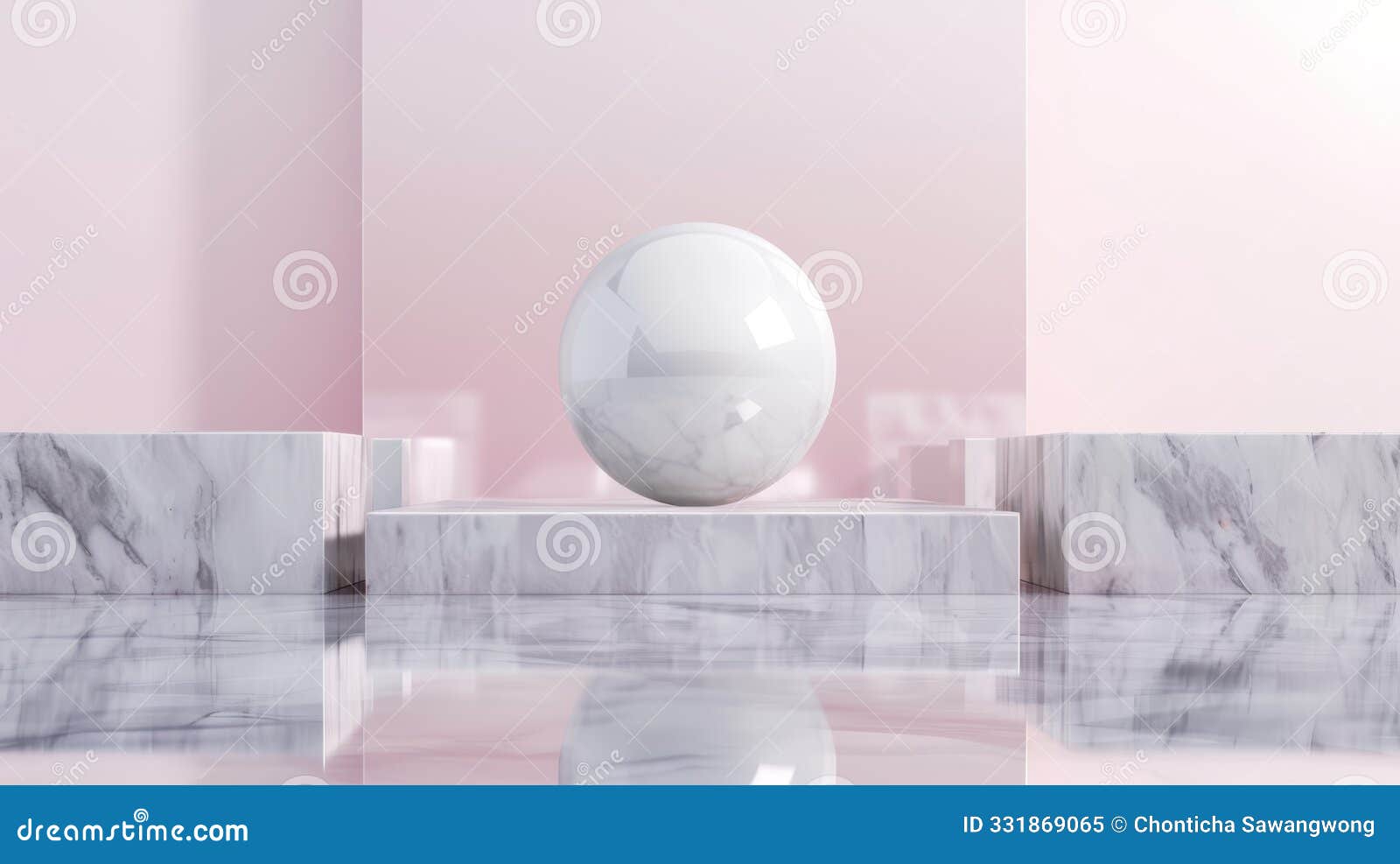 Modern Minimalist Marble Sphere on Marble Blocks with a Pink Gradient ...
