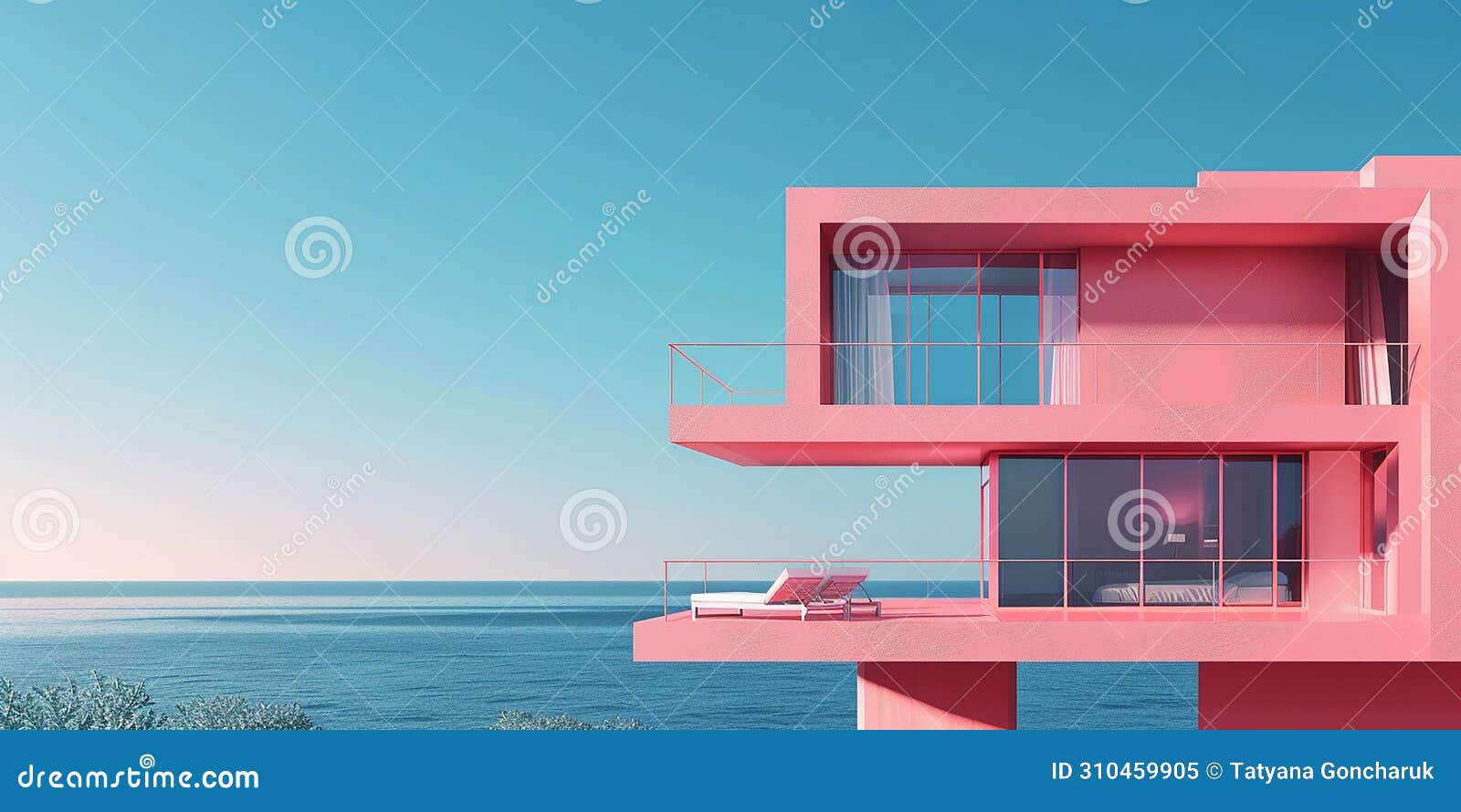 Modern Minimalist Pink Architecture Stock Illustration - Illustration ...