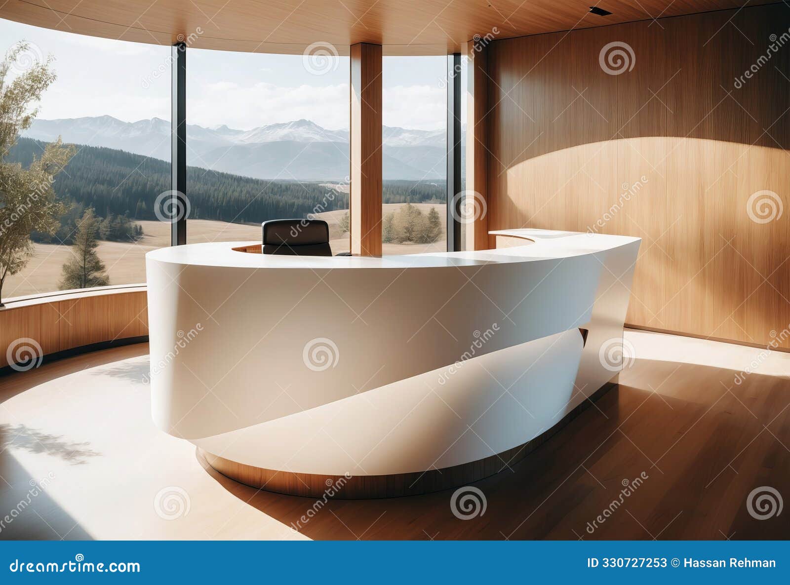 A Modern and Minimalist Reception Desk Stock Illustration ...