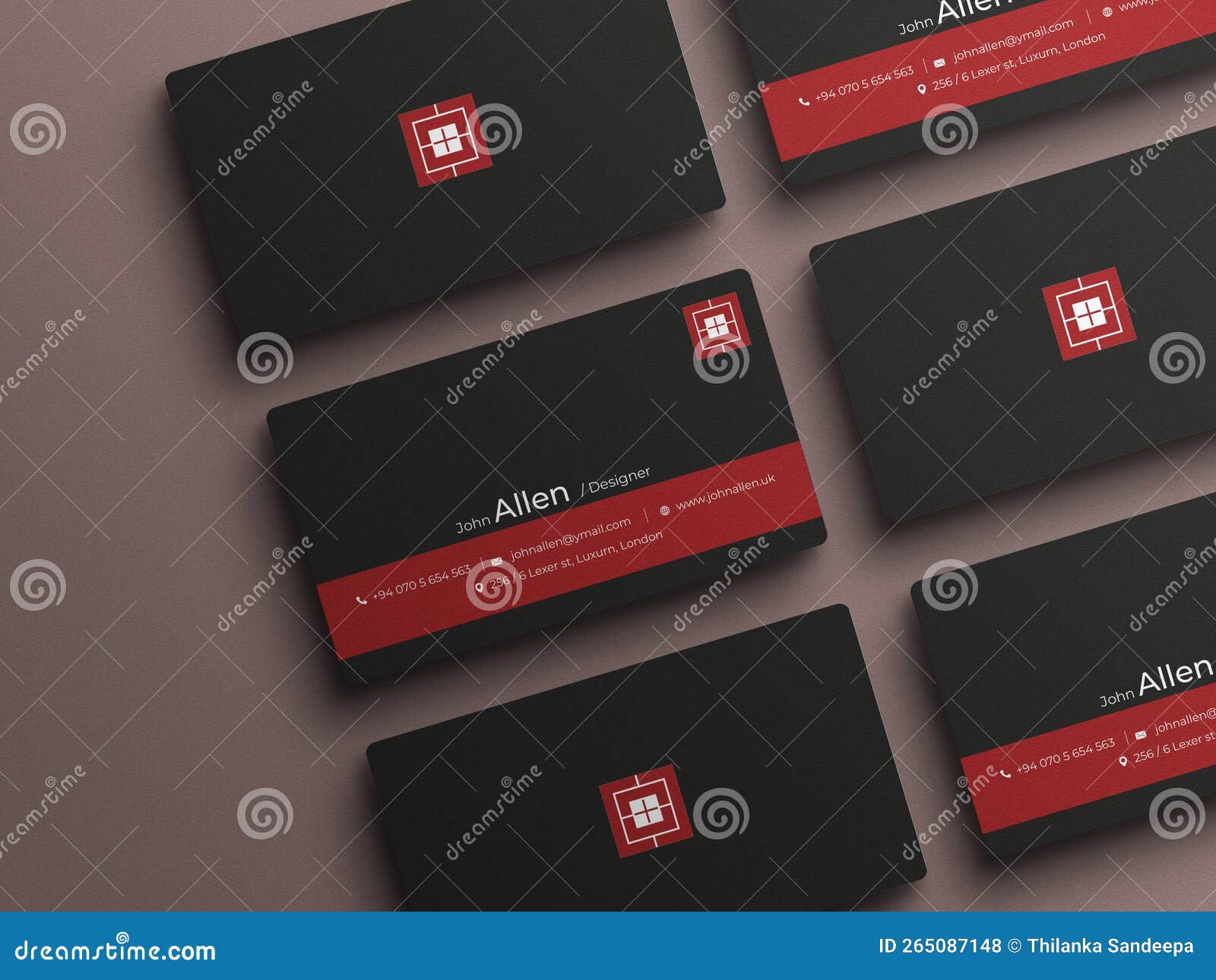 Modern Minimalist Red and Black Business Card Template ( Front and ...