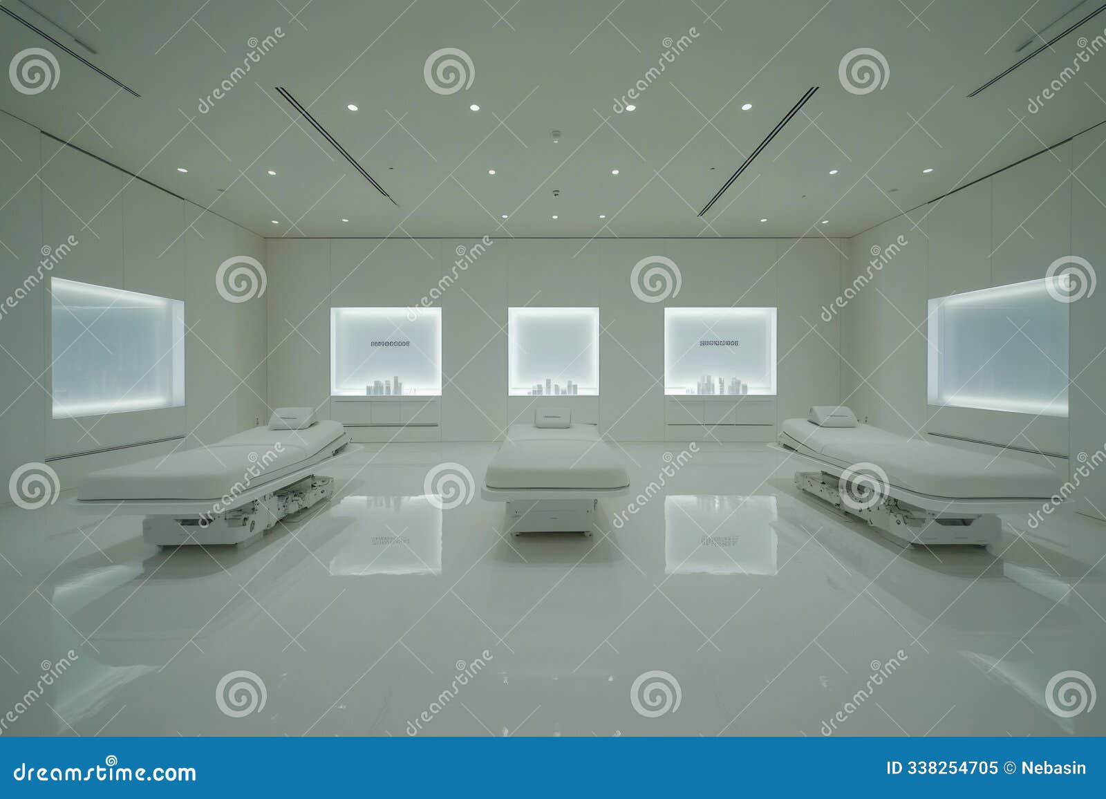 Modern Minimalist Spa Room with Treatment Beds and Ambient Lighting ...