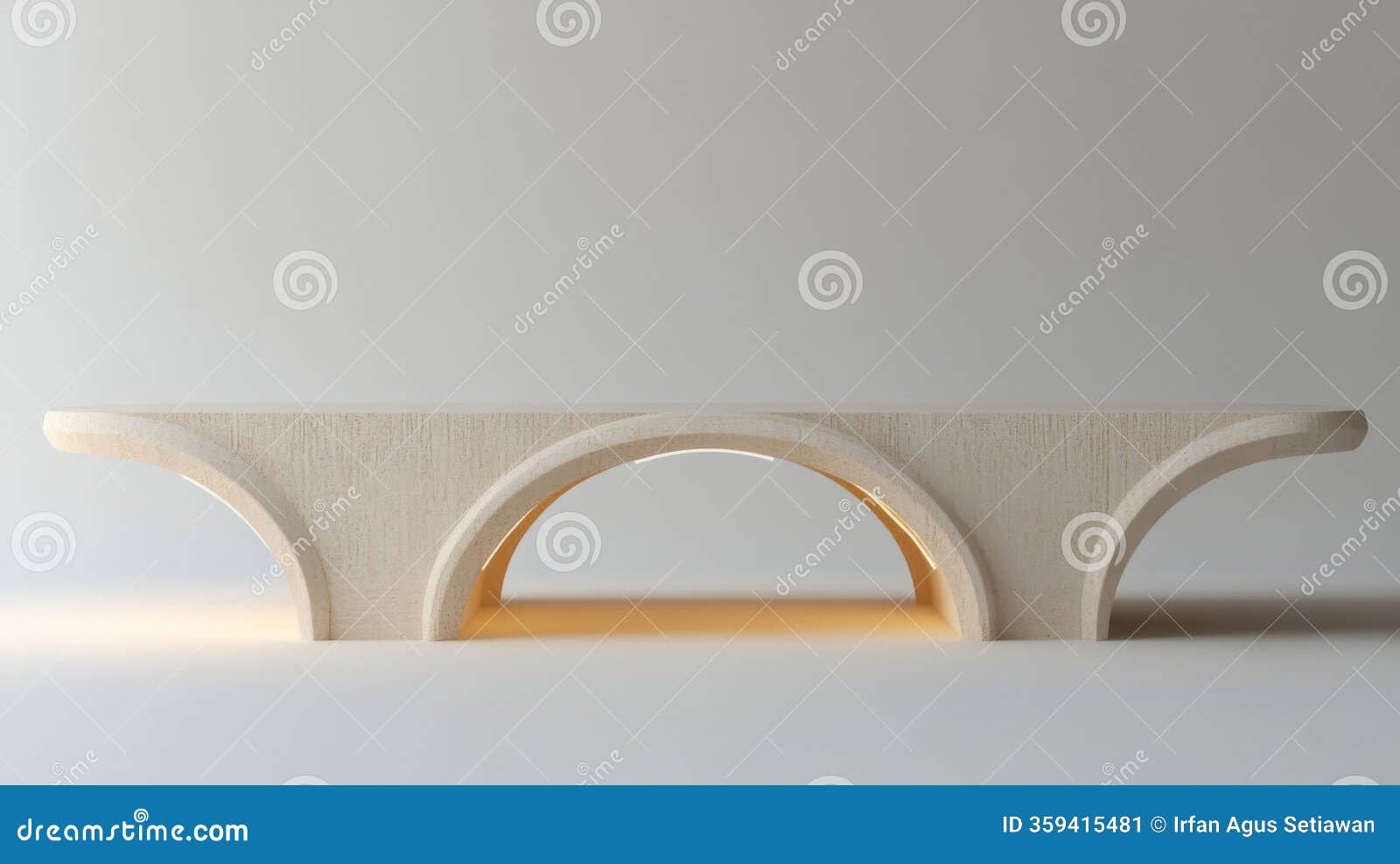 A Minimalist Stone Arch Bridge Spans A Tranquil Body Of Water, With Two ...