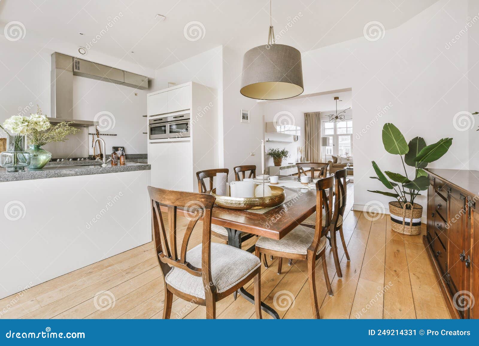 Kitchen and Dining Zone in Studio Apartment Stock Image - Image of ...