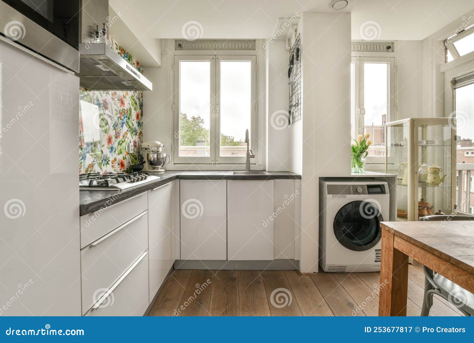 Kitchen and Dining Zone in Studio Apartment Stock Image - Image of zone ...