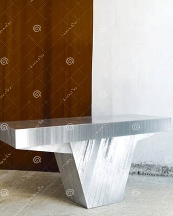 Sleek Modern Metallic Table with Geometric Base Stock Photo - Image of ...