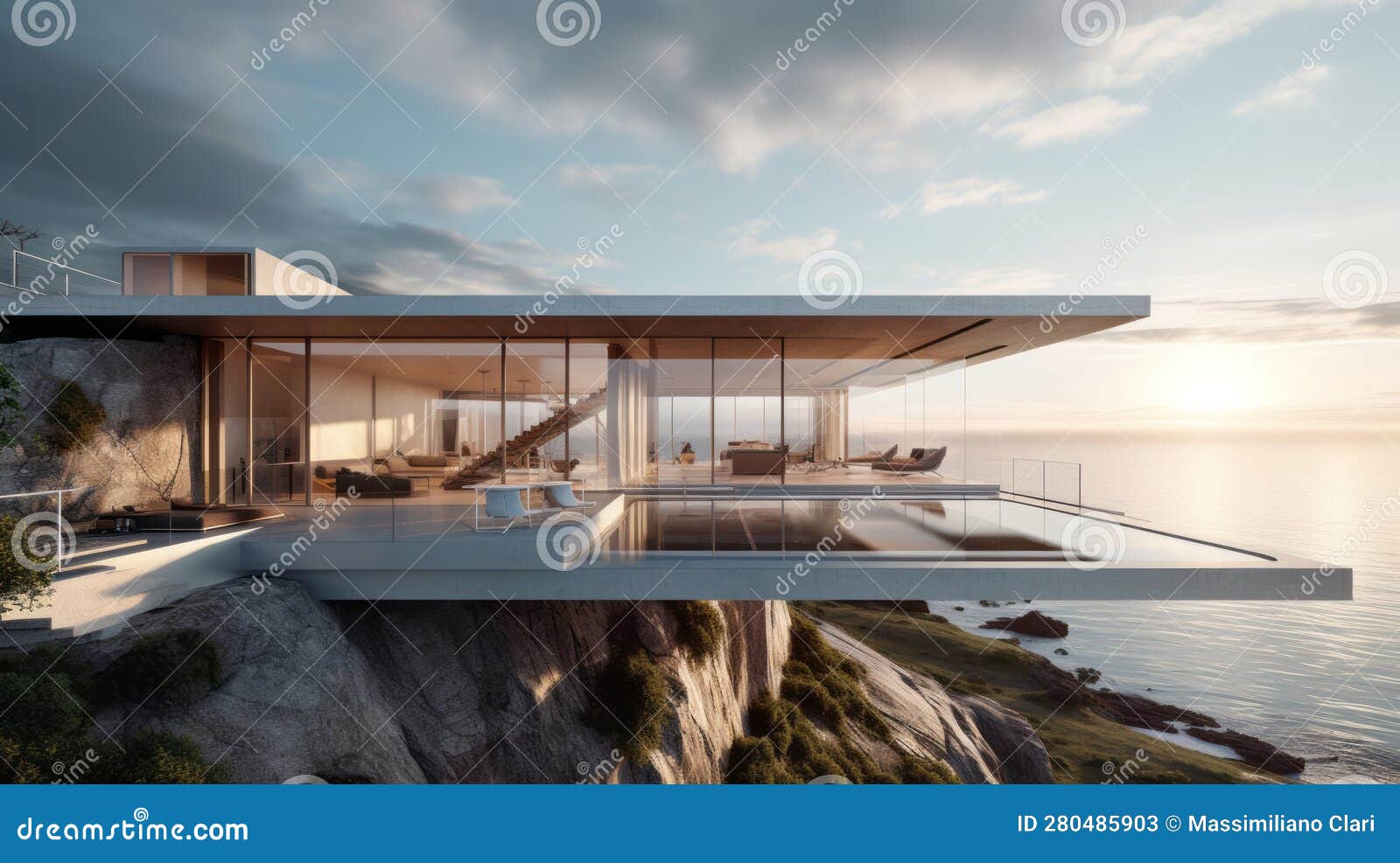 Modern Minimalist Villa Perched on a Cliff Overlooking the Ocean, with ...