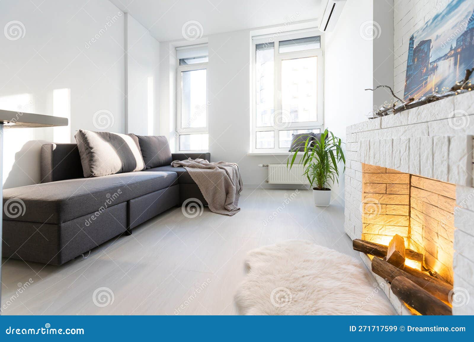 Modern Minimalistic Dark Gray Loft Style Studio Apartment Interior ...